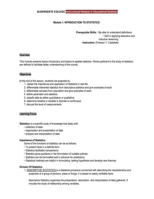 Introduction to statistics | PPTX