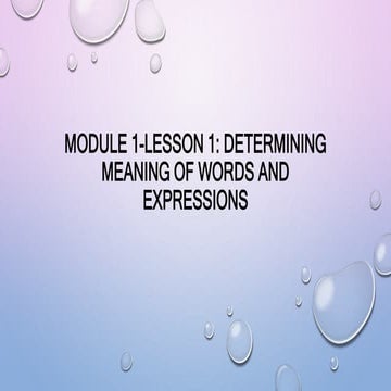 MODULE 1 Lesson 1 Context clues - english9 | PPTX