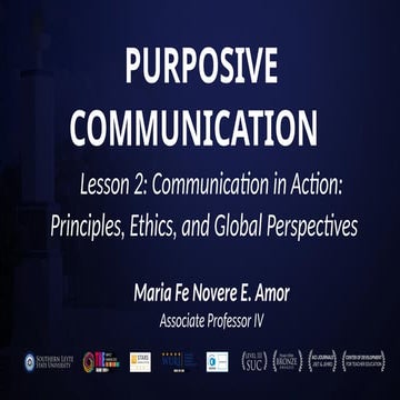 Purposive Communication Lesson 2 Communication in Action | PPTX