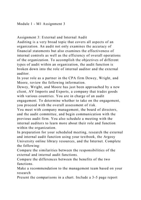 Assignment 3 External and Internal AuditAuditing is a very broa.docx