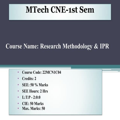 Research Methodology Module 1 useful for any course work | PPT