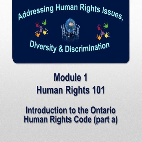 Module 1 presentation - human rights 101-introduction to the ontario ...