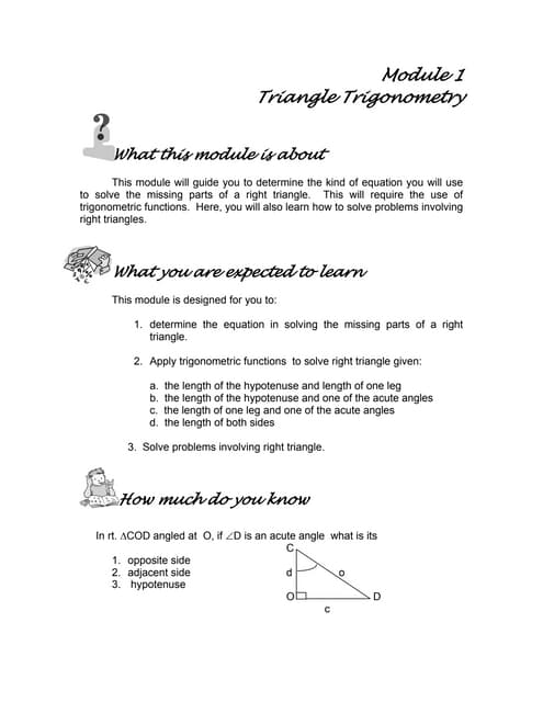 Module 1 Triangle Trigonometry Pdf