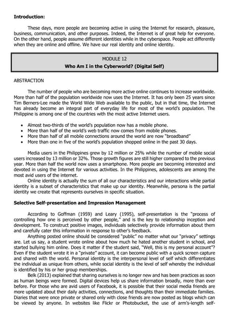 The-Digital-Self Understanding the Selfs | PPTX