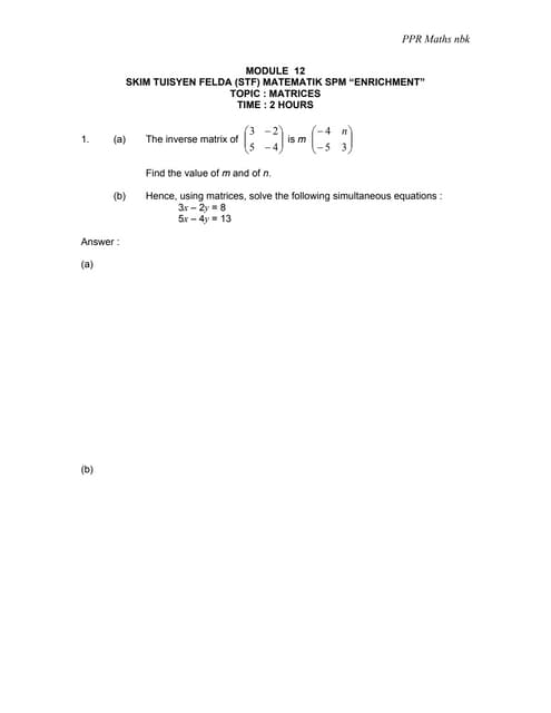 P2 Matrices Modul | PDF
