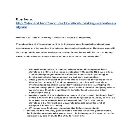 Module 12: Critical Thinking - Website Analysis | PDF