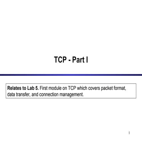 Tcp Part I How Does It Work Module13 Tcp1ppt 6848