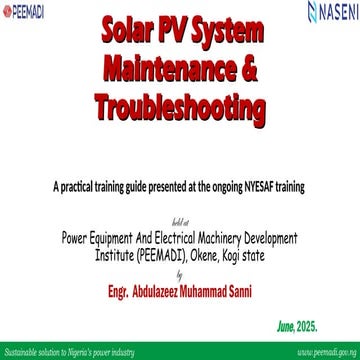 Maintenance and troubleshooting in a Solar PV system | PPT