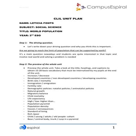 Module 1 activity clil unit plan template-3 | PDF | Education