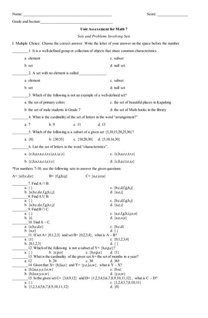 Problems involving sets | PPTX | Science