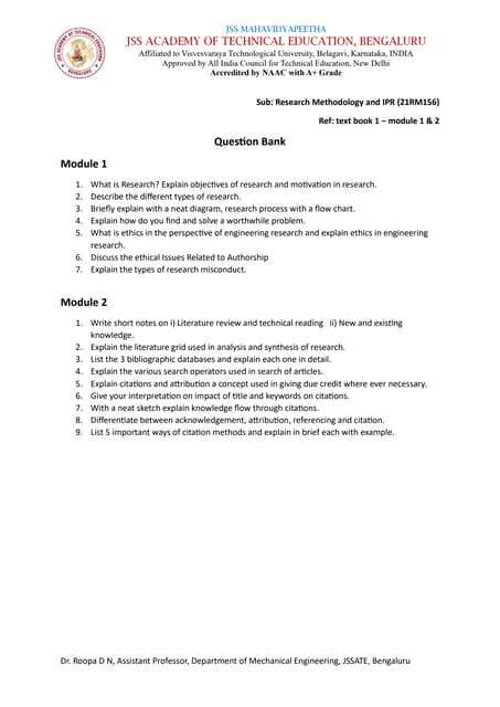 RM&IPR-21RMI56 - Module 1- by Dr. Suresha Vdf | PDF