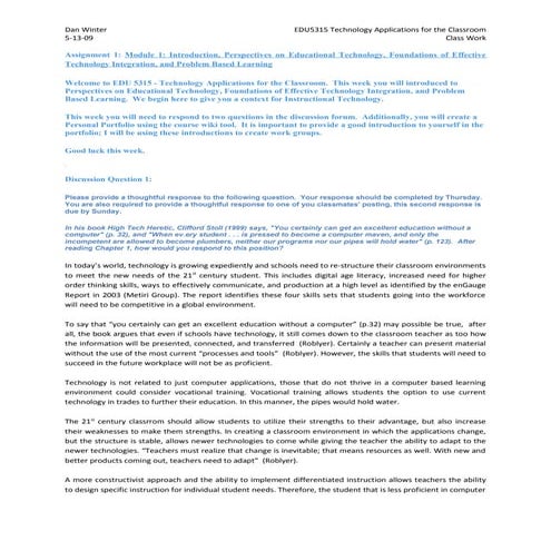 Module 1 Assignments | DOC | Education