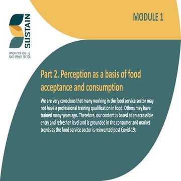 Module 1 b perception as a basis of food acceptance and consumption bg ...