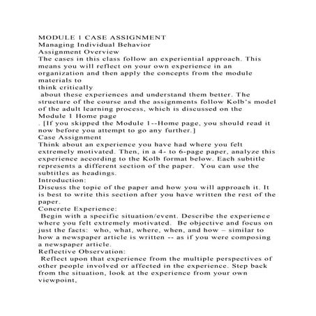 MODULE 1 CASE ASSIGNMENTManaging Individual BehaviorAssignment O.docx