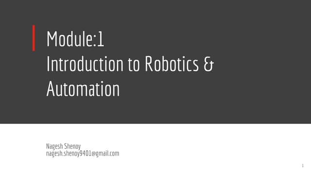 Module1 Introduction To Robotics And Automationpptx Robotics