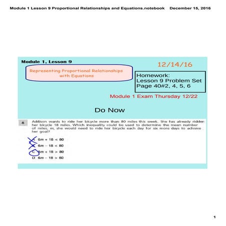 Module 1 lesson 9 proportional relationships and equations | PDF