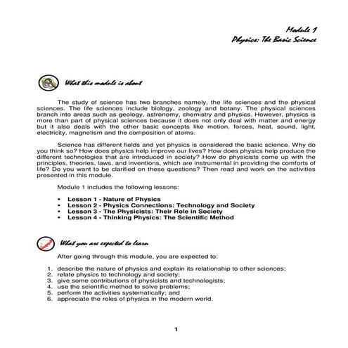 Module 1 physics basic science | PDF