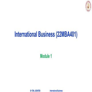 International Business _ Module 1_ Evolution, Meaning, Importance, | PDF