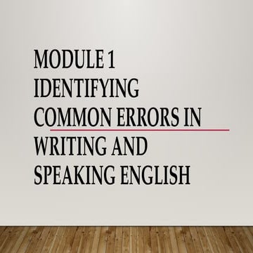 Common Sentence Faults or Errors and how to correct them | PPT
