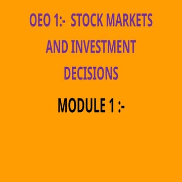 Module 1 STOCK MARKETS & Investment Decisions | PPTX