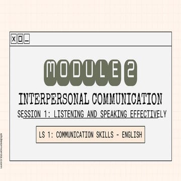 Alternative Learning System - Module 2: Interpersonal Coomunication | PPTX