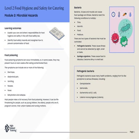 Level 2 Food Safety and Hygiene Training Module 2.pdf Microbes | PDF