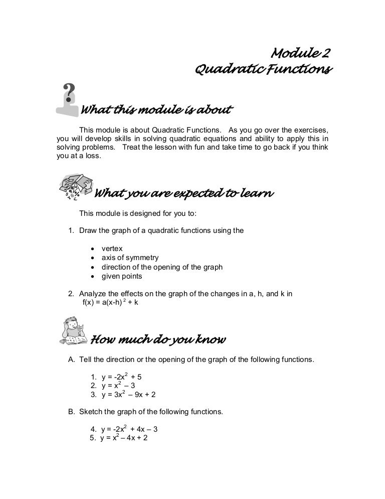 Module 2 quadratic functions