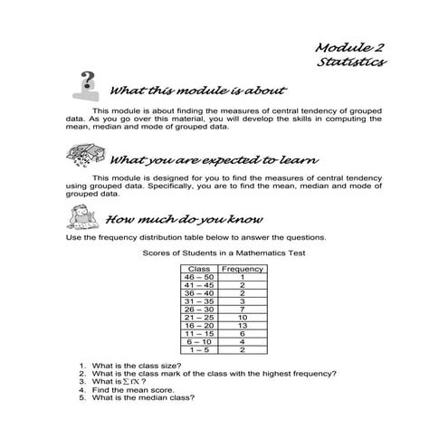 Module 2 statistics | PDF