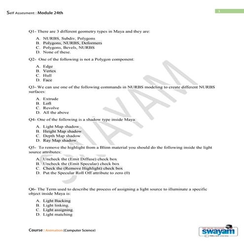 Module 24 working with graph editor and dope sheet_self assessment | PDF