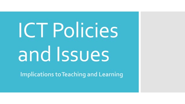 ICT POLICIES, ICT SAFETY ISSUES AND USES OF ICT IN TEACHING AND ...
