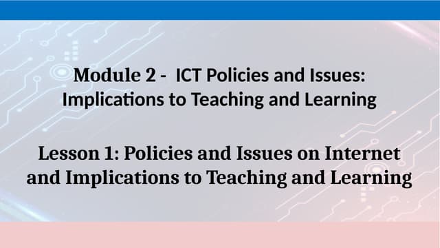 ICT POLICIES, ICT SAFETY ISSUES AND USES OF ICT IN TEACHING AND ...