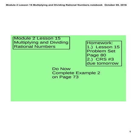 Module 2 lesson 15 multiplying and dividing rational numbers | PDF
