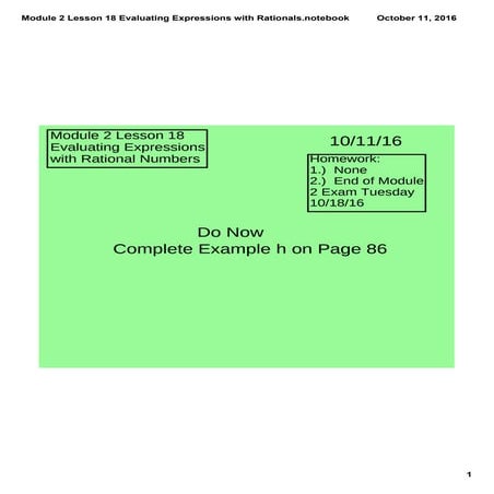 Module 2 lesson 18 evaluating expressions with rationals | PDF