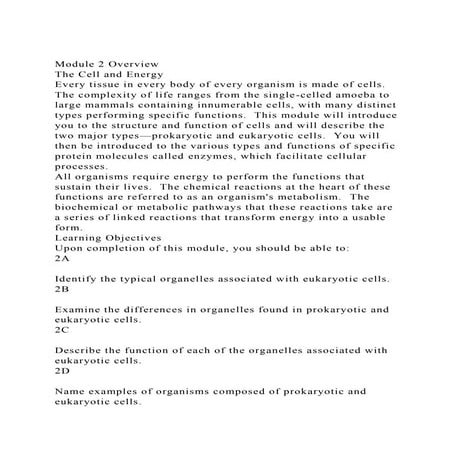 Module 2 OverviewThe Cell and EnergyEvery tissue in every body.docx