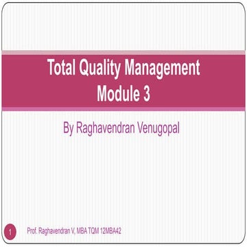 VTU MBA-TQM 12MBA42 Module 3 | PPT | Free Download
