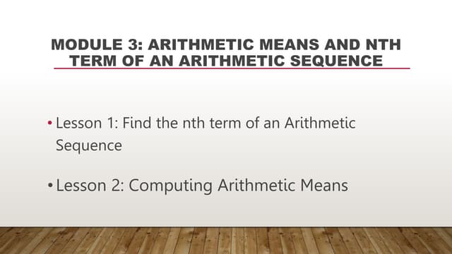 Arithmetic sequence | PPTX
