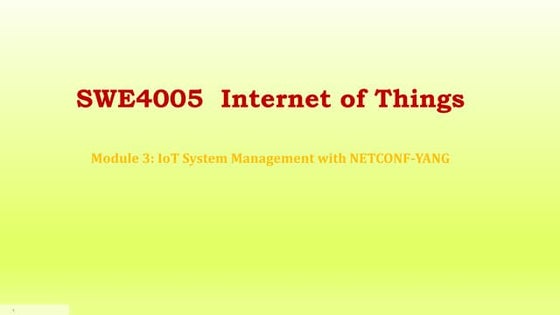 Iot System Management With Netconf Yangpptx Computer Networking Computing