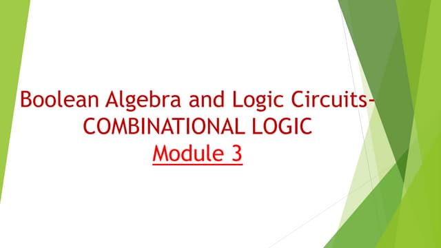Module 3 Boolean Algebra And Logic Circuits Pptx