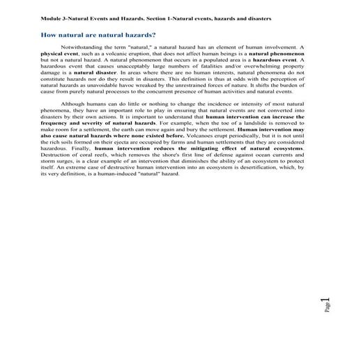 GEOGRAPHY UNIT 1 Module 3 natural events and hazards. section 1-natural ...