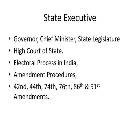Governor, Chief Minister, State Legislature High Court of State ...