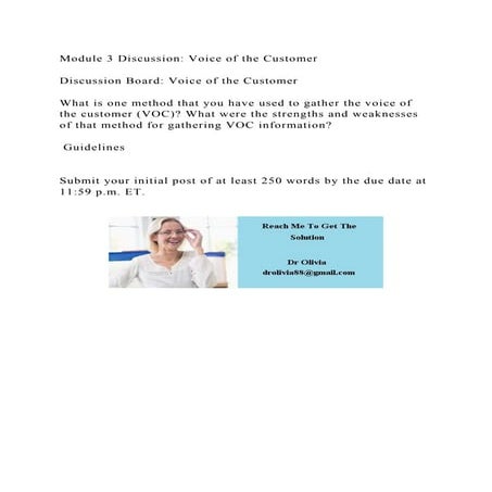 Module 3 Discussion Voice of the CustomerDiscussion Board Voic.docx