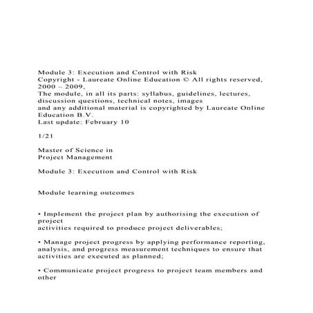 Module 3 Execution and Control with Risk Copyright - La.docx