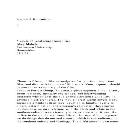 Module 3 Humanities0Module 03 Analyzing Humanities..docx