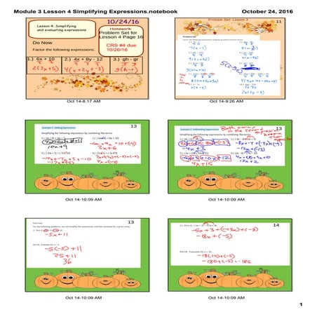Module 3 lesson 4 simplifying expressions | PDF | Homework and Study ...