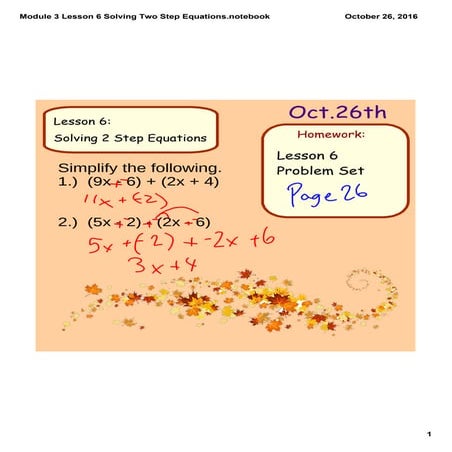 Module 3 lesson 6 solving two step equations | PDF