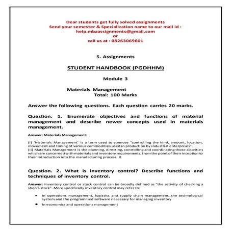 Module 3 materials management | DOCX