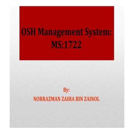 Module 3 OSH Management System MS1722:2003 OSH-MS | PDF
