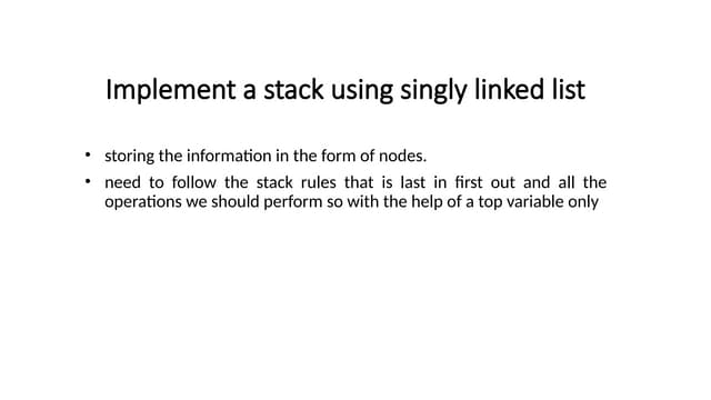 Stack Implementation Using Linked List Ppt Ppt 4723