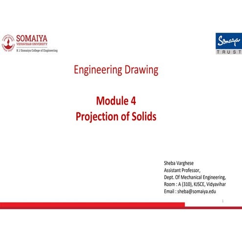 Module 4 - Projection of solids.pdf owwww | PDF | Drawing and Sketching | Arts and Crafts