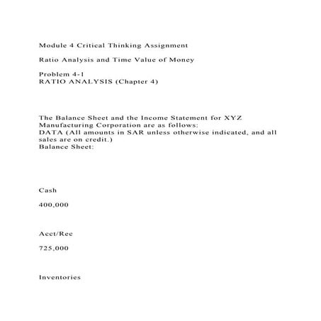 Module 4 Critical Thinking AssignmentRatio Analysis and Time V.docx